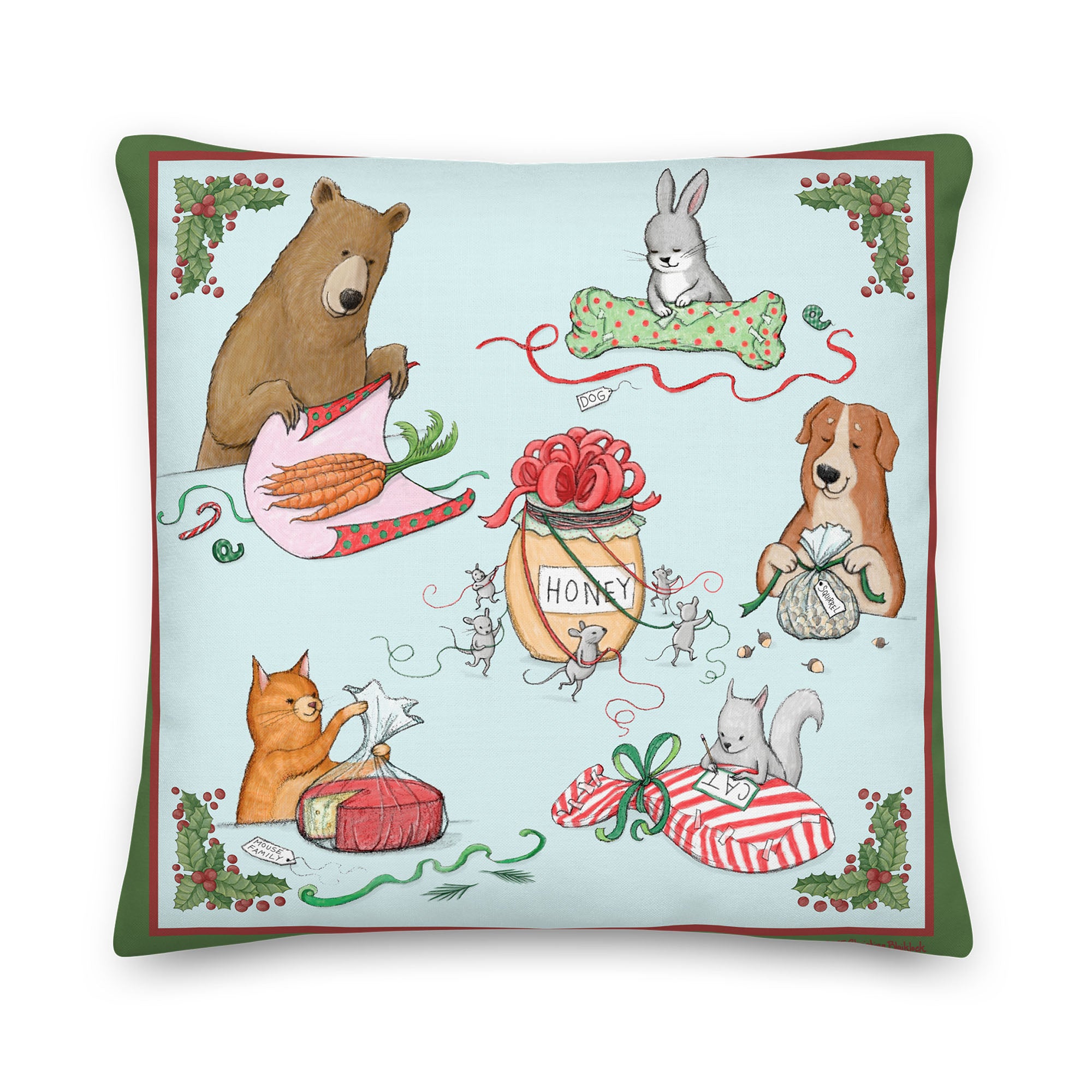 Christmas Secret Santa Animals Pillow 18x18 - Gift Wrap Decor – Beast ...